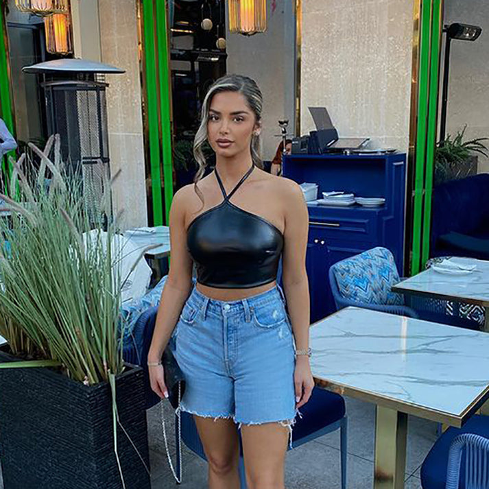 Shakira Leather Backless Top | Shop Now - York & Dante – York & Dante
